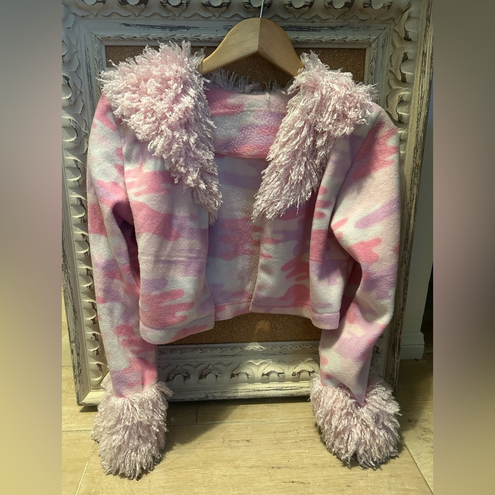 Y2k Cropped Fuzzy Jacket - Gem